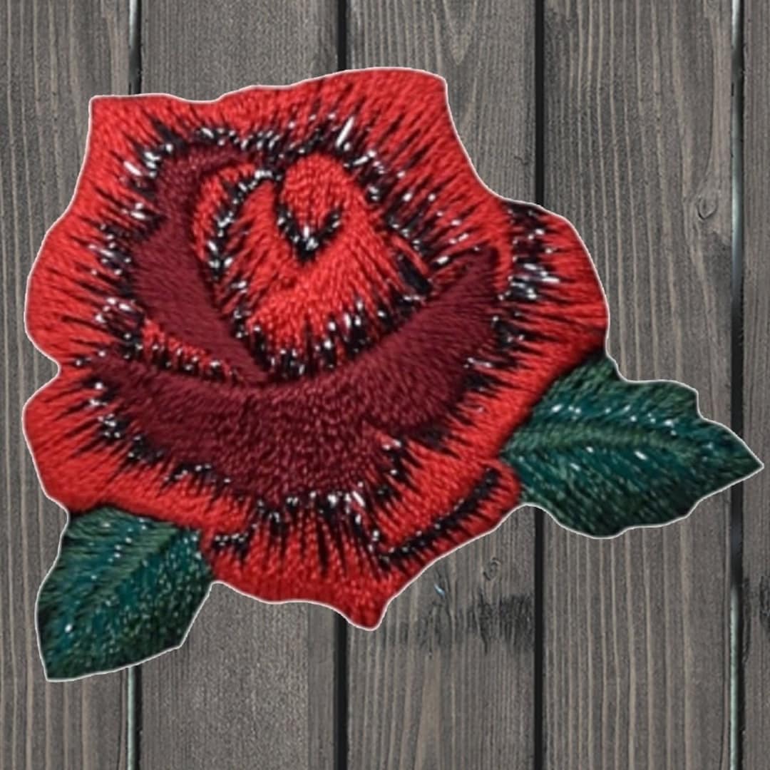 Red Rose Embroidered Patch — Iron On - Etsy
