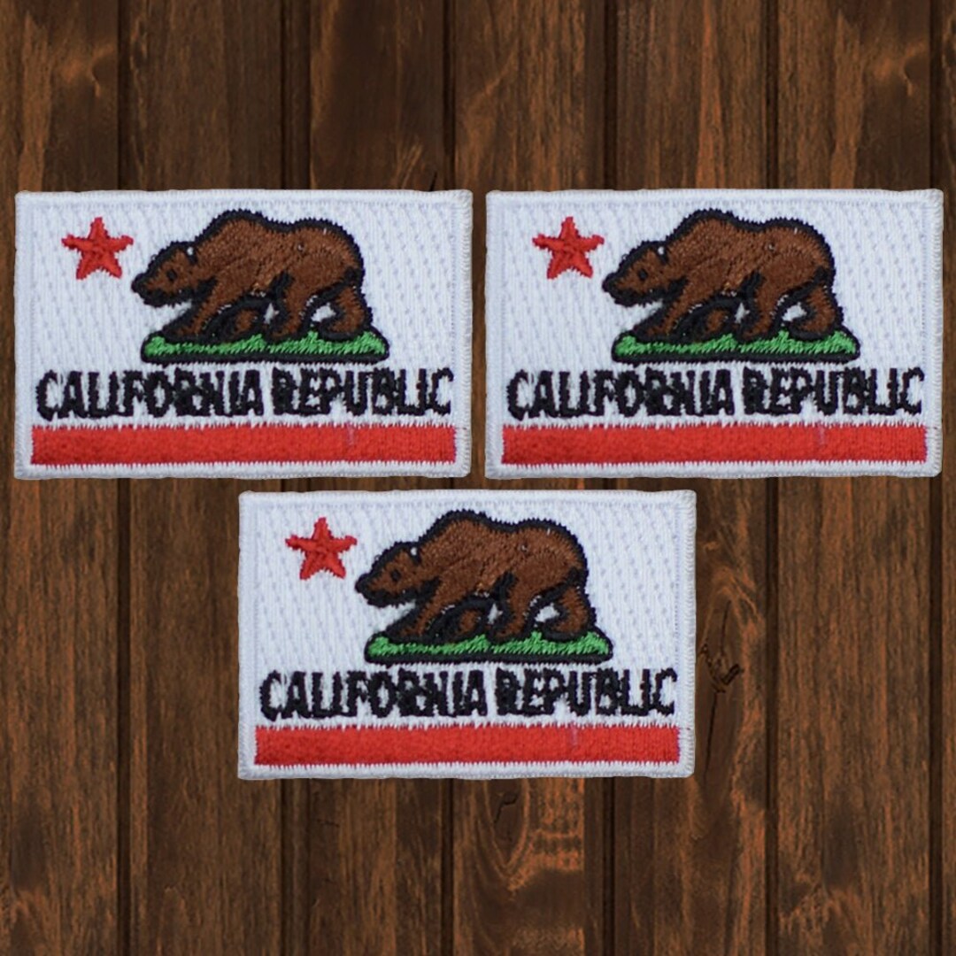 Mini California Iron on Patch 3-pack 1.75", Embroidered CA State Flag ...