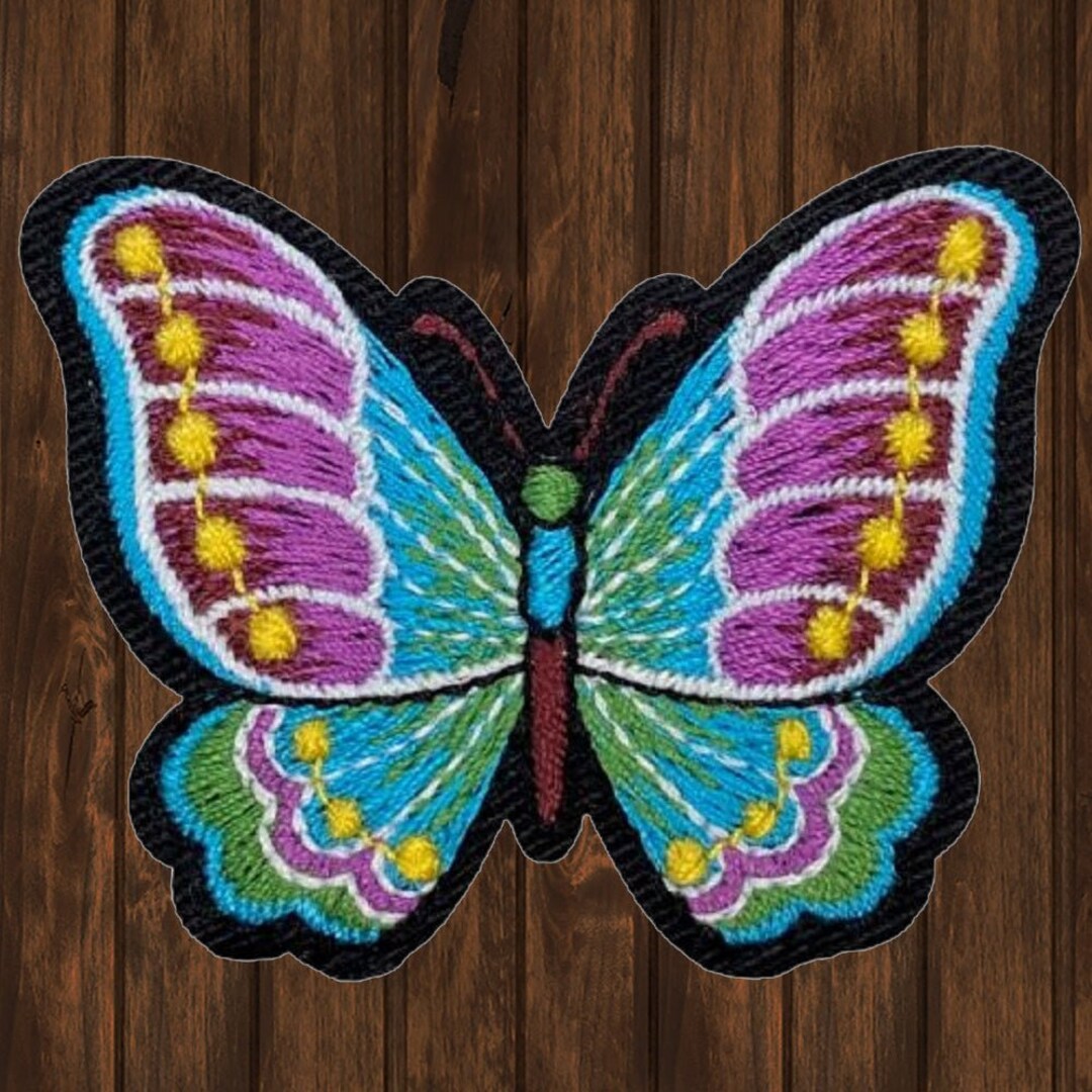 Butterfly Embroidered Patch 2.25" Iron On, Insect Bug Badge, Colorful ...