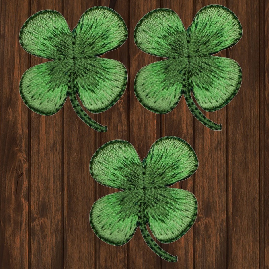 Four Leaf Clover Embroidered Patch, 1.5" 3-pack Iron On, Shamrock Good ...