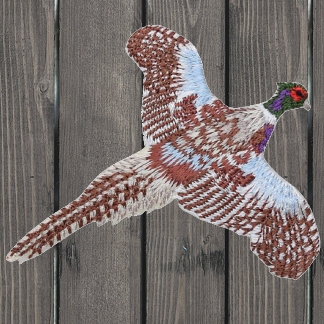 Ring Necked Pheasant Embroidered Patch Iron On, Flying Bird Badge ...