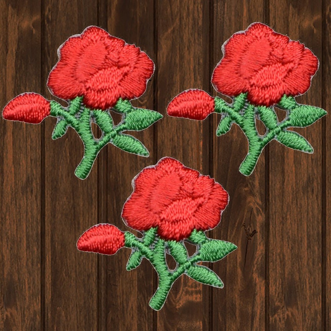 Mini Red Roses Embroidered Patch — 3-pack — Iron On - Etsy