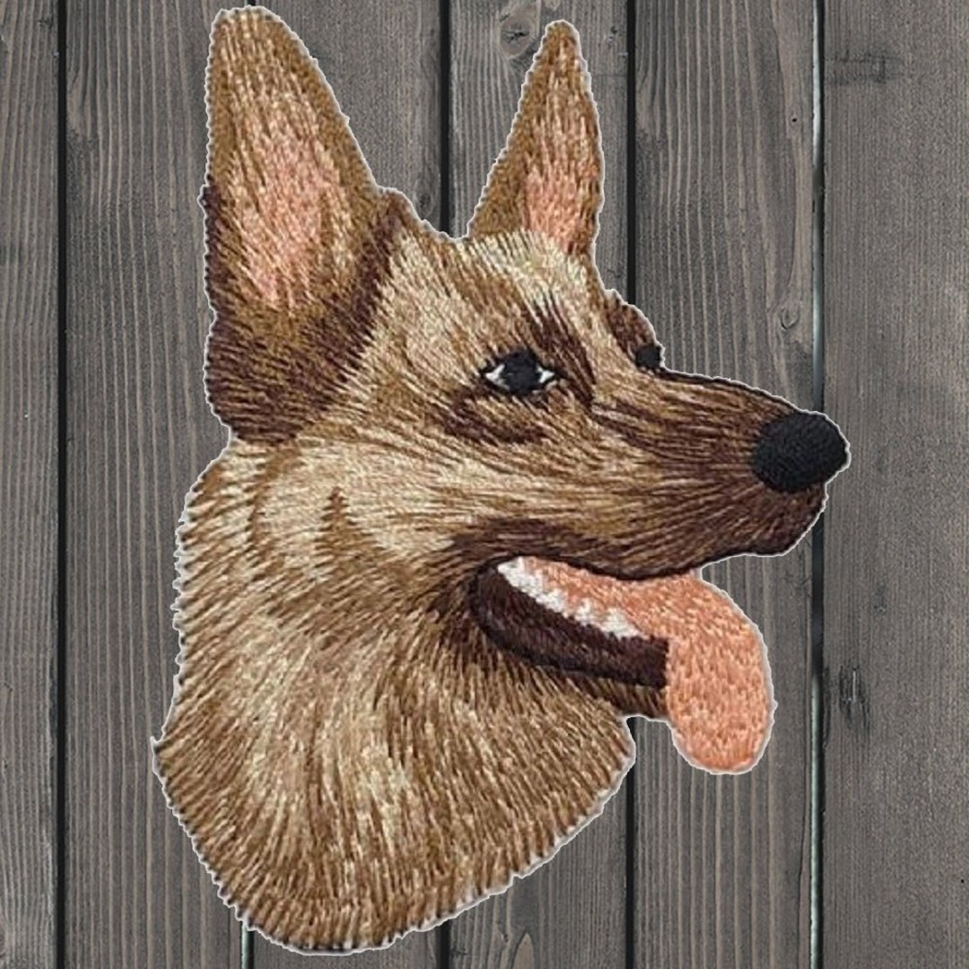German Shepherd Embroidered Patch, Iron on Guard Dog Badge 3-3/8 ...