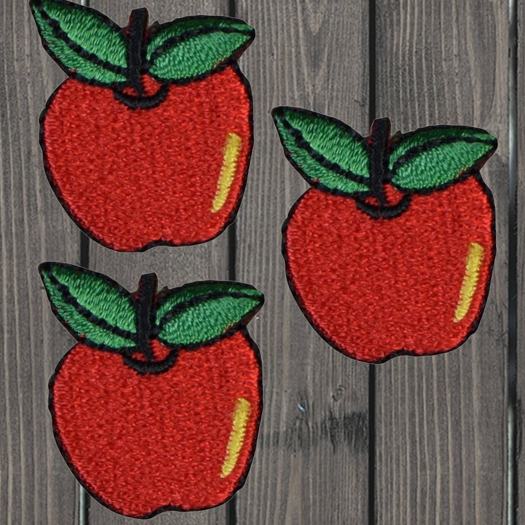 Mini Apple Patch, 1" Iron On, 3-pack, Red Apple Applique, Fruit ...