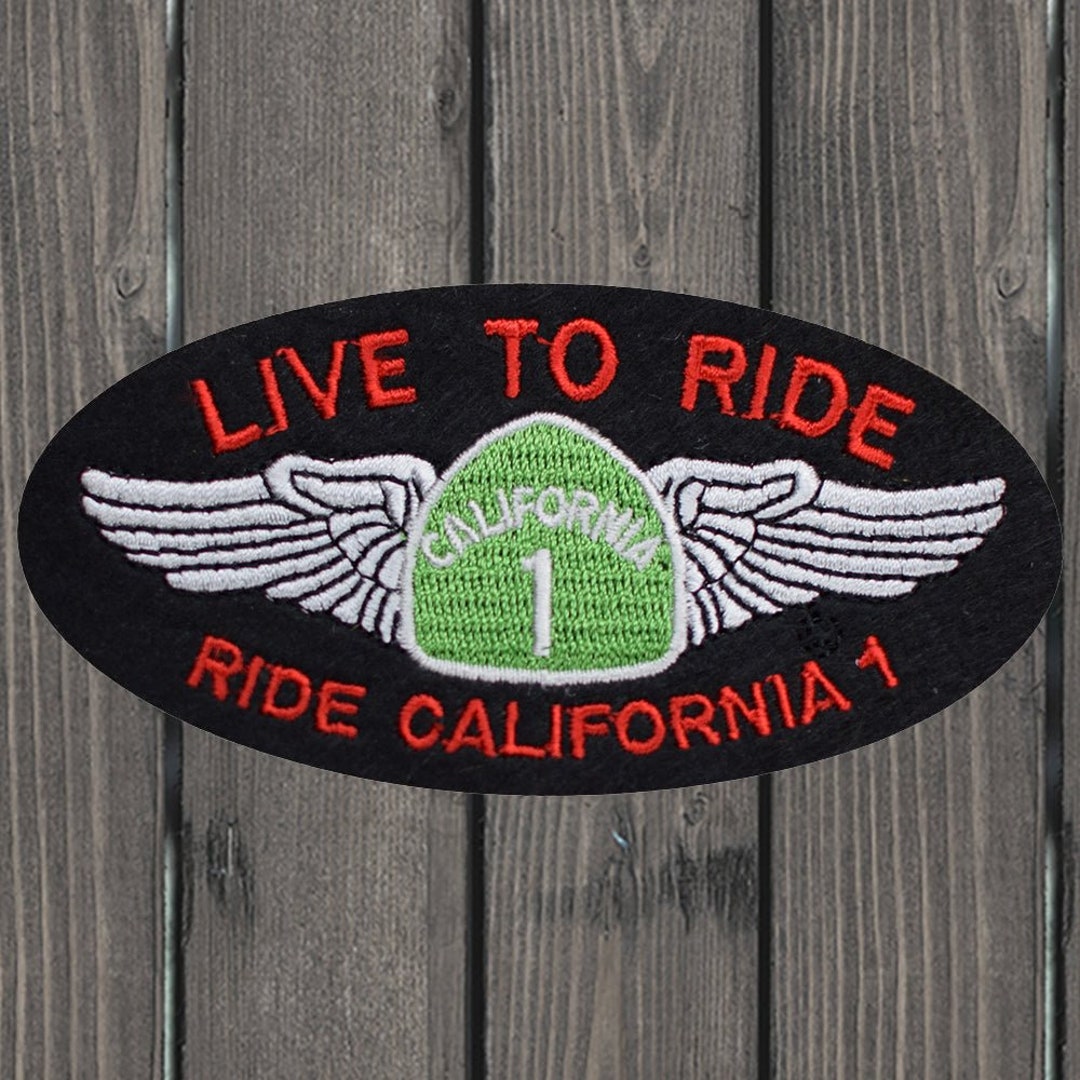 California Hwy 1 Embroidered Patch, Iron on Live to Ride Biker Badge 4 ...