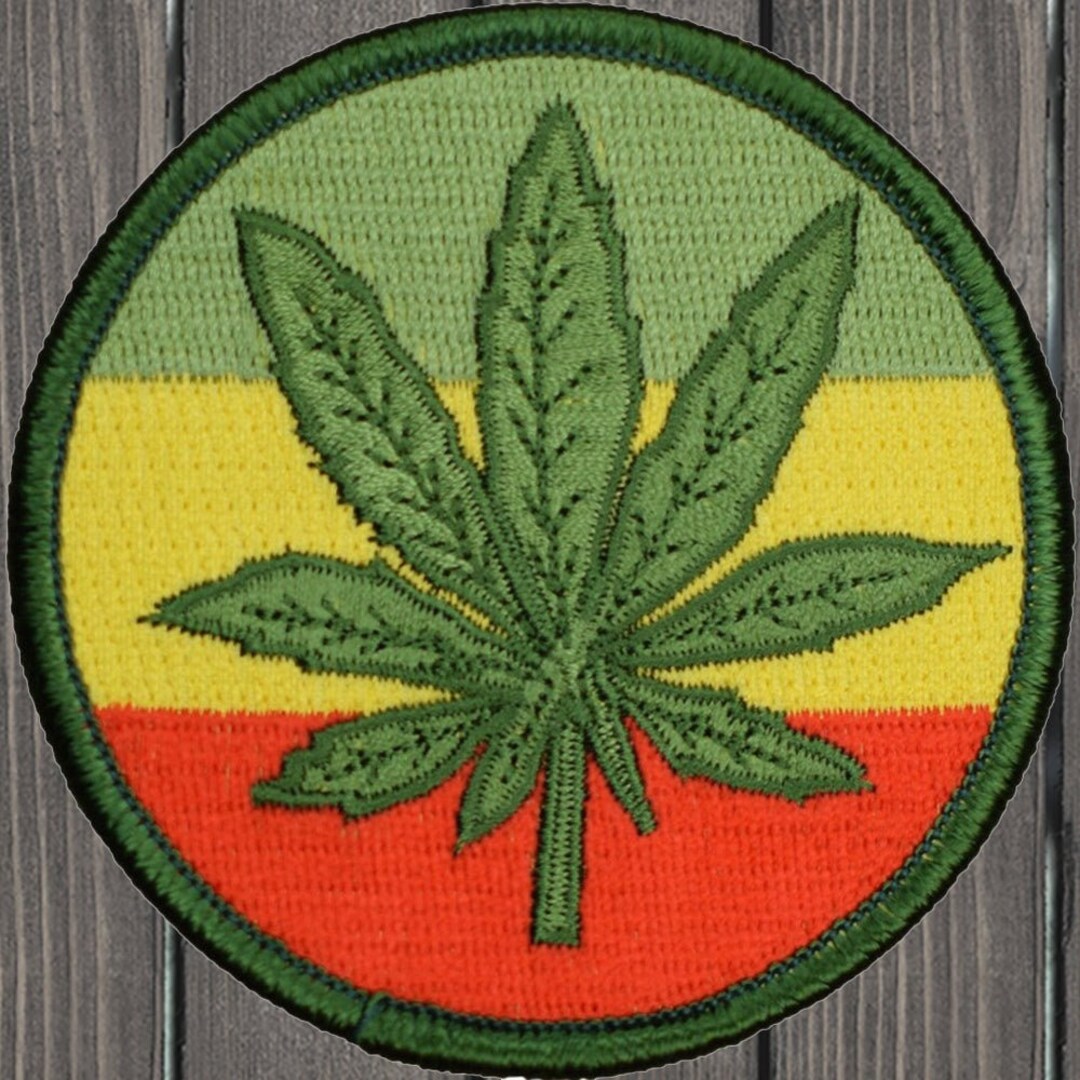Reggae Cannabis Embroidered Patch, 3