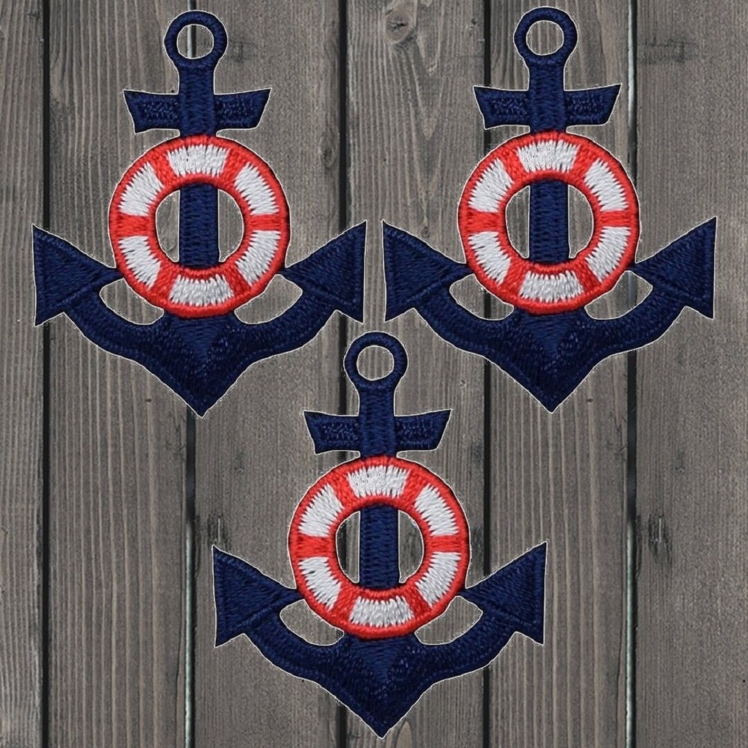 Anchor Embroidered Patch 3-pack, 1.75" Iron on Nautical Applique With ...
