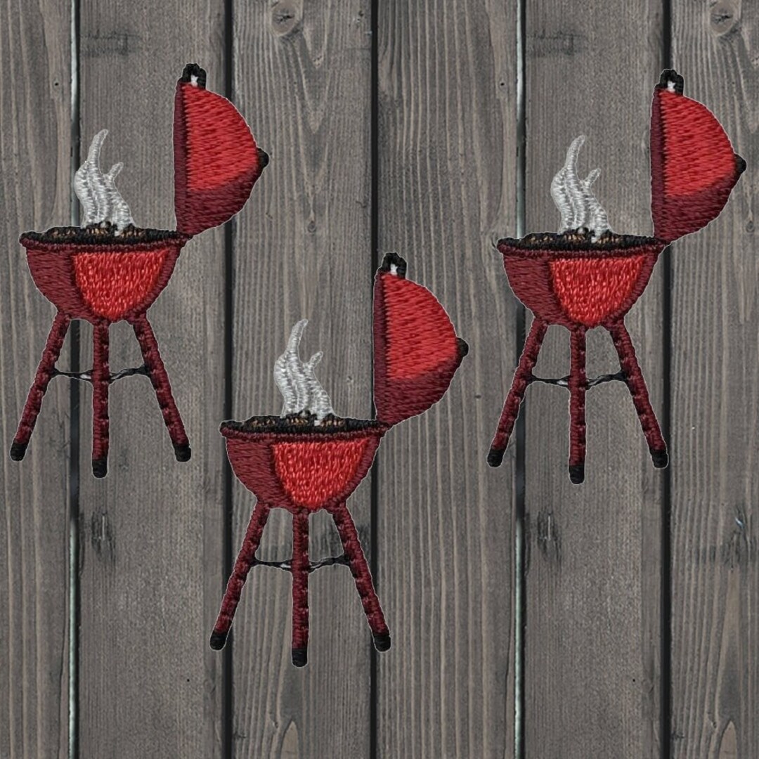 Mini Barbecue Iron on Patch Set, 3-pack of Embroidered BBQ Grill ...