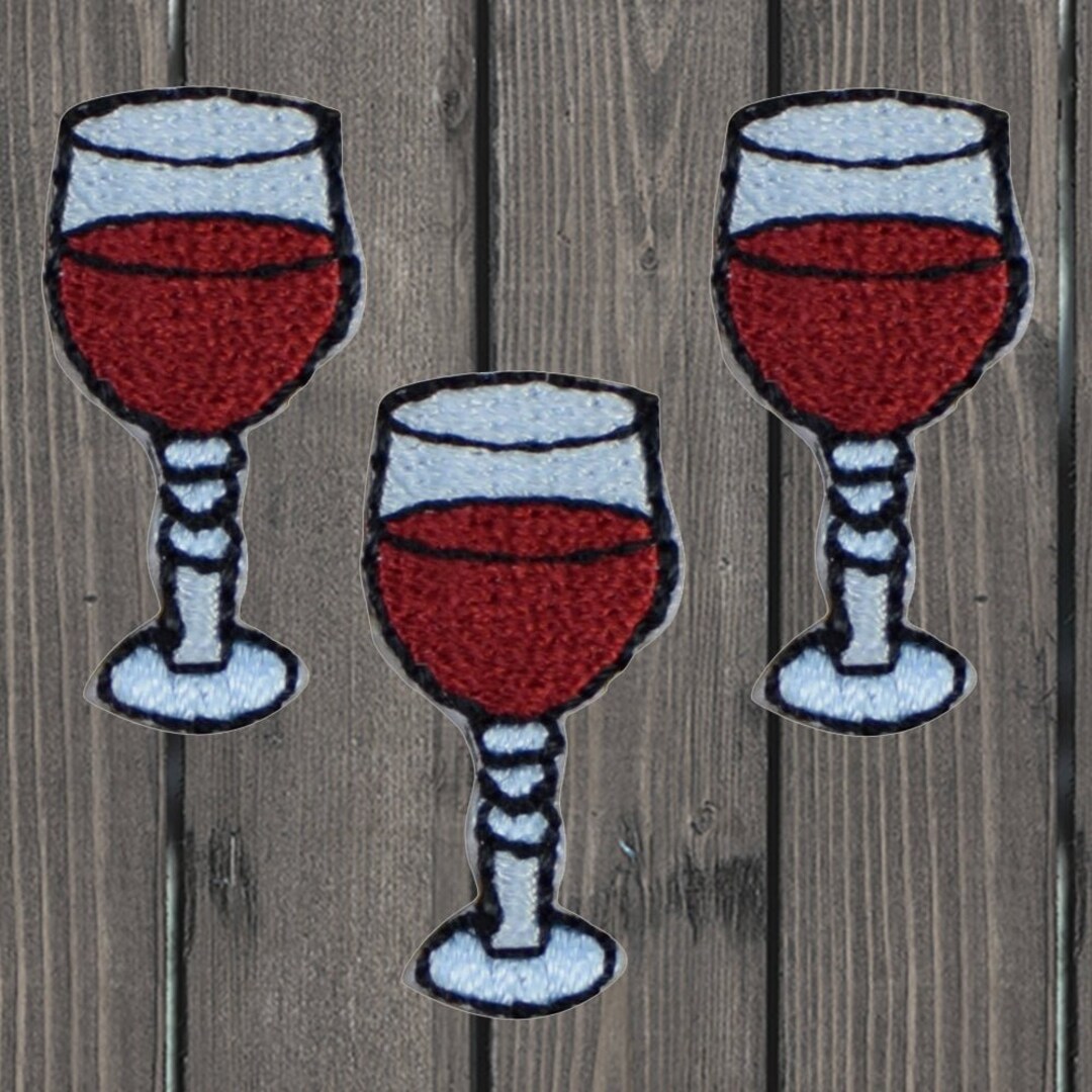 Wine Glass Patch, 3 Pack, Iron On, 1", Red Wine Patch, Pinot Noir ...