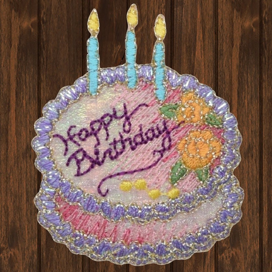 Birthday Cake Patch, Embroidered Iron On, 2.5 Inch, Candles Frosting ...