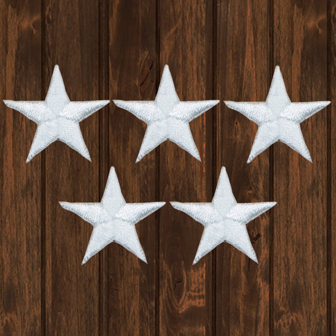 White Star Embroidered Patch, 5 Pack, Small Iron on Patches, Martial ...