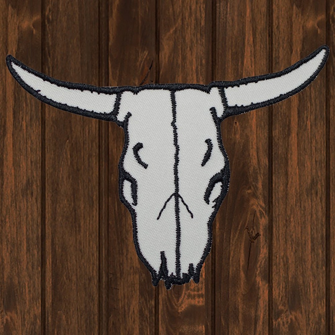 Bull Skull Embroidered Patch 3.5" Iron on - Western Rancher Applique ...