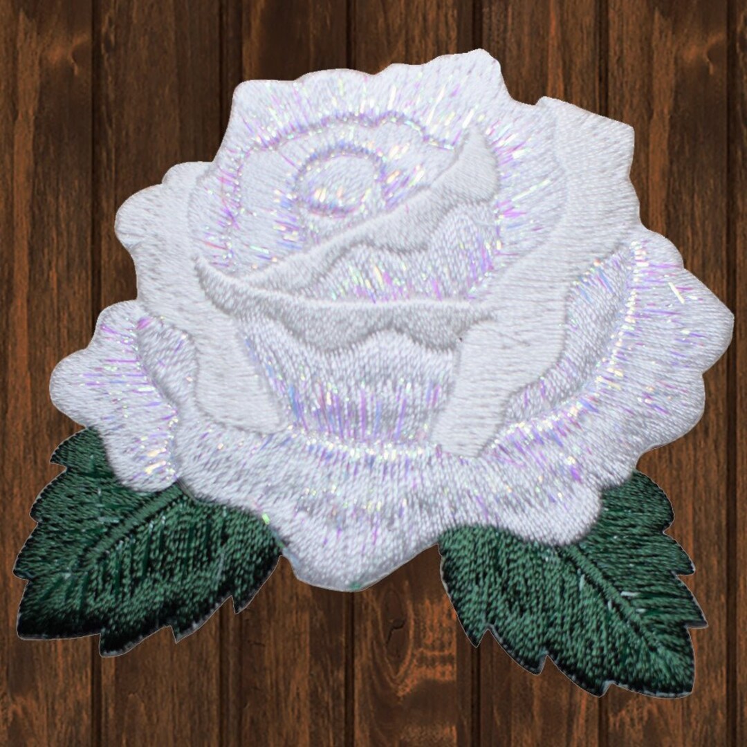 White Rose Embroidered Patch — Iron On - Etsy