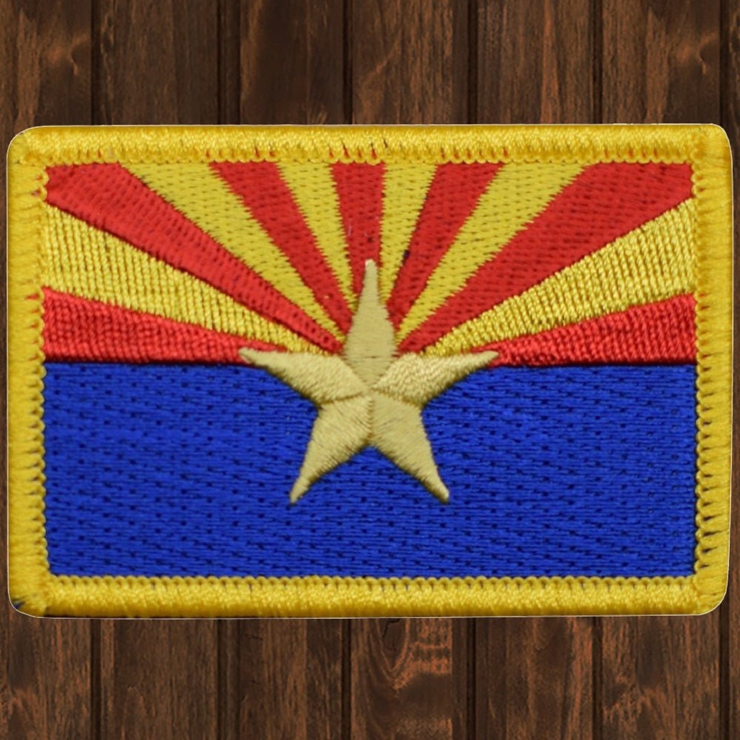 Arizona Flag Patch, 3" Iron On, AZ Badge Copper Star Applique, Grand ...