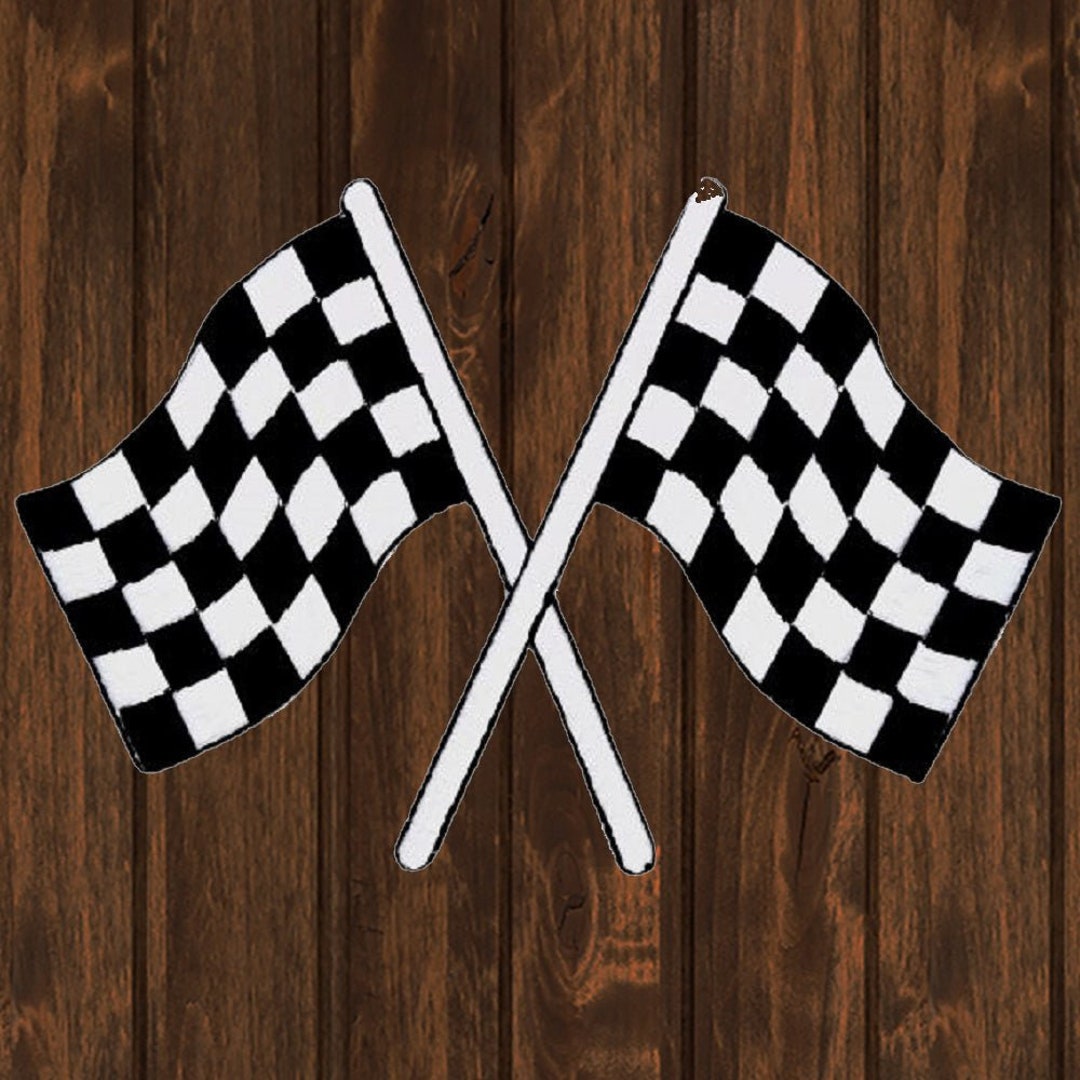 Checkered Flags Applique Patch 4" Iron On, Race Track Racing Badge ...