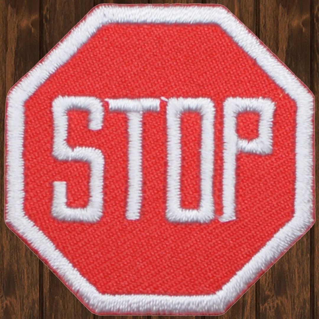 Stop Sign Embroidered Patch, Iron-on Traffic Sign Applique, Road Safety ...