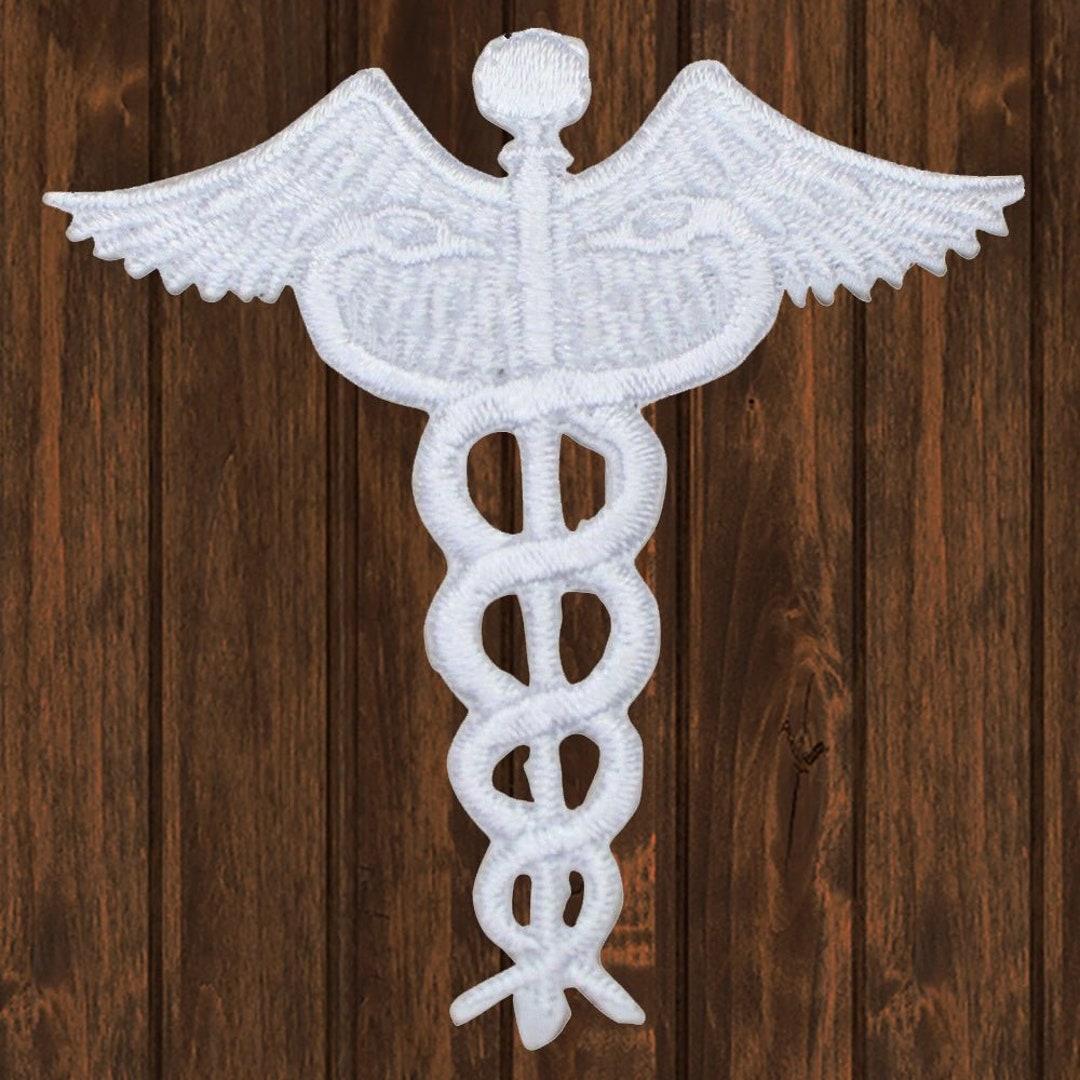 Caduceus Embroidered Patch, 2.5" Iron on Medical Symbol Applique ...