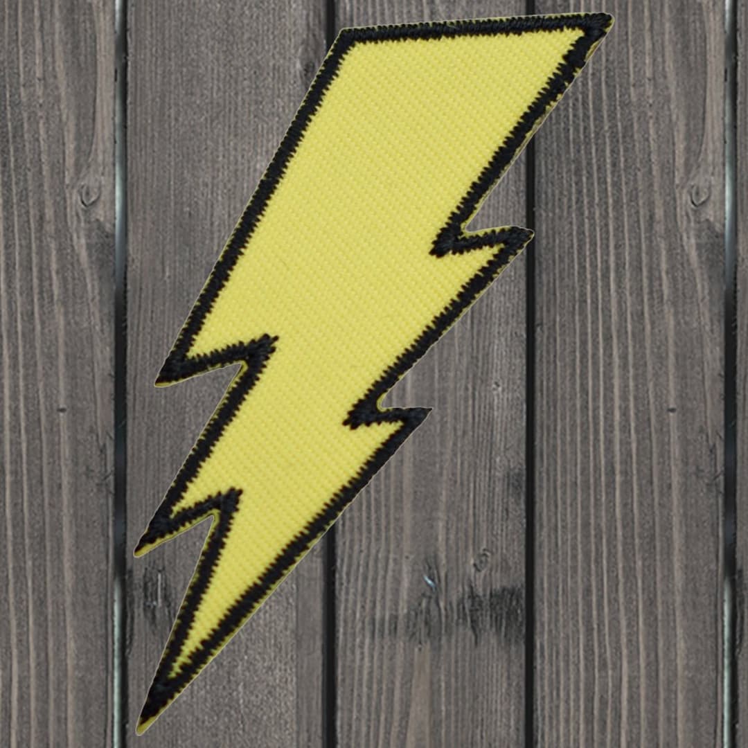Yellow Lightning Bolt Embroidered Patch, 2.5" Iron on Thunderbolt ...
