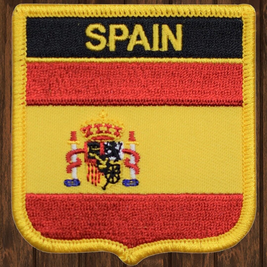 Spain Embroidered Iron on Patch, Iberian Peninsula, Strait of Gibraltar, Madrid Travel Badge for ...
