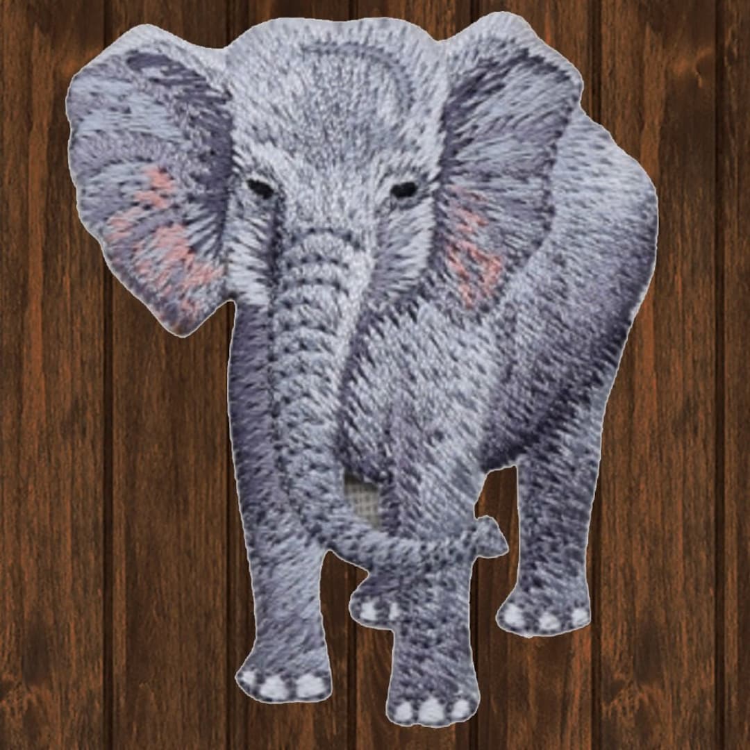 Elephant Embroidered Patch, Grey Animal Iron On, Zookeeper Badge 2 ...