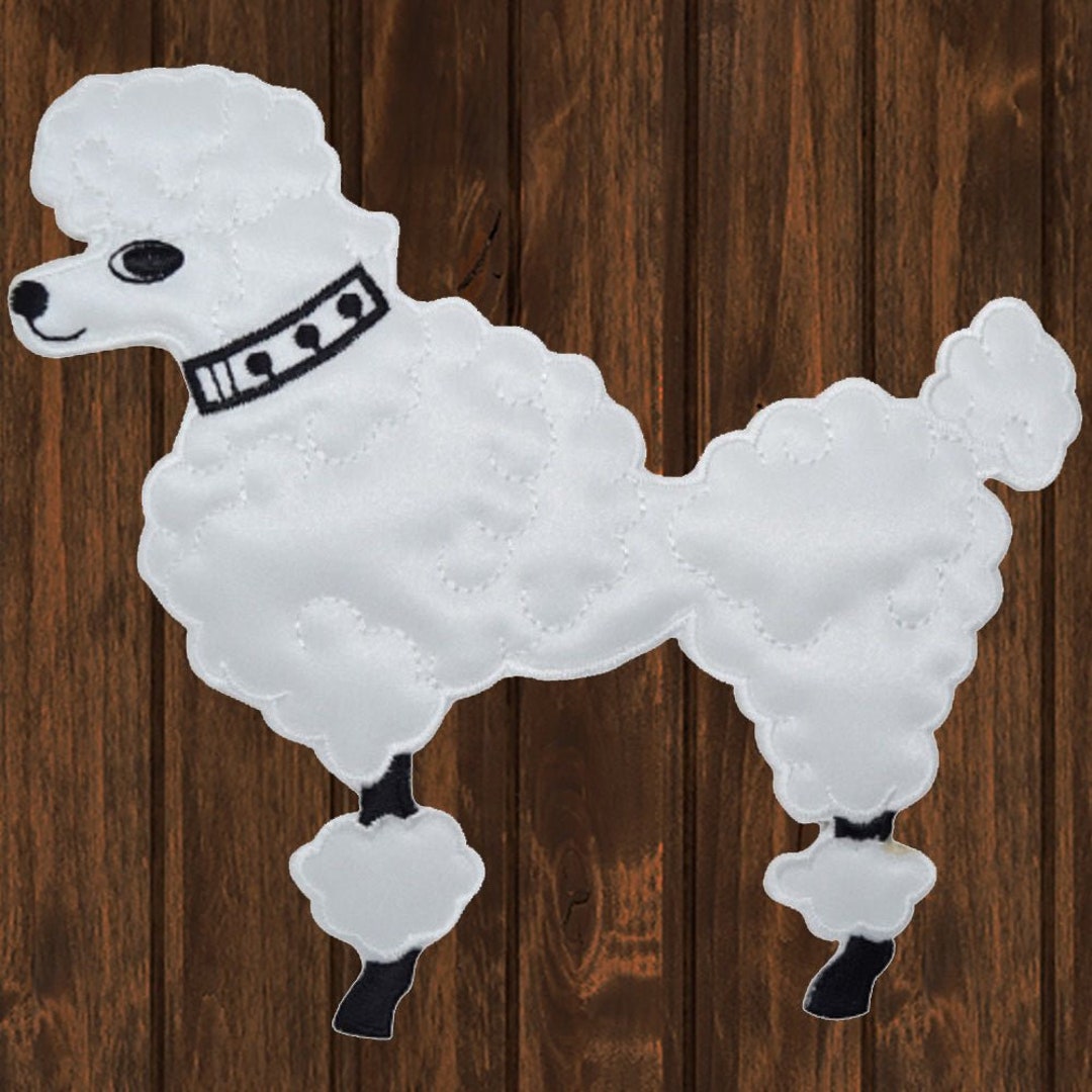 Large Poodle Embroidered Patch, White (left Facing) — Iron On - Etsy
