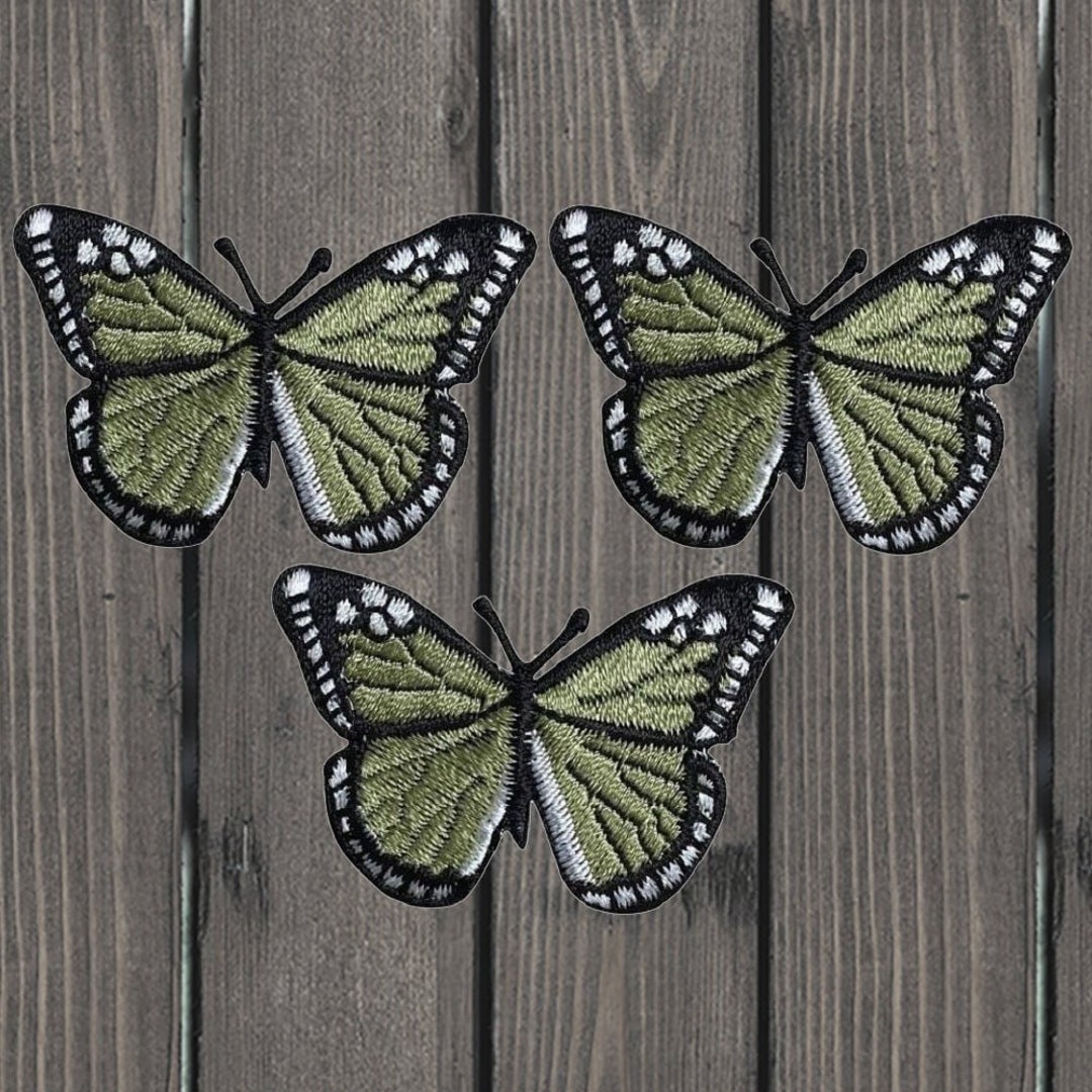 Olive Green Butterfly Patch, 2" Insect Bug Badge, Nature Applique for ...
