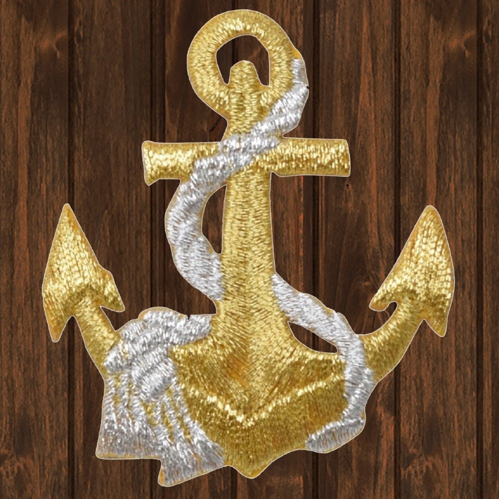 Anchor & Rope Embroidered Patch 4-pack, 2.5" Metallic Gold Navy ...