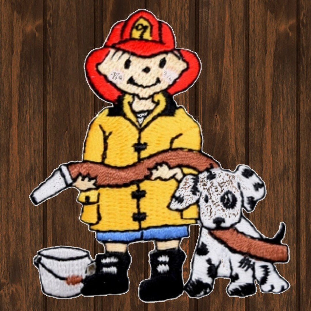 Firefighter Embroidered Patch 2.5" Iron On, Dalmatian Dog Fire Hose ...