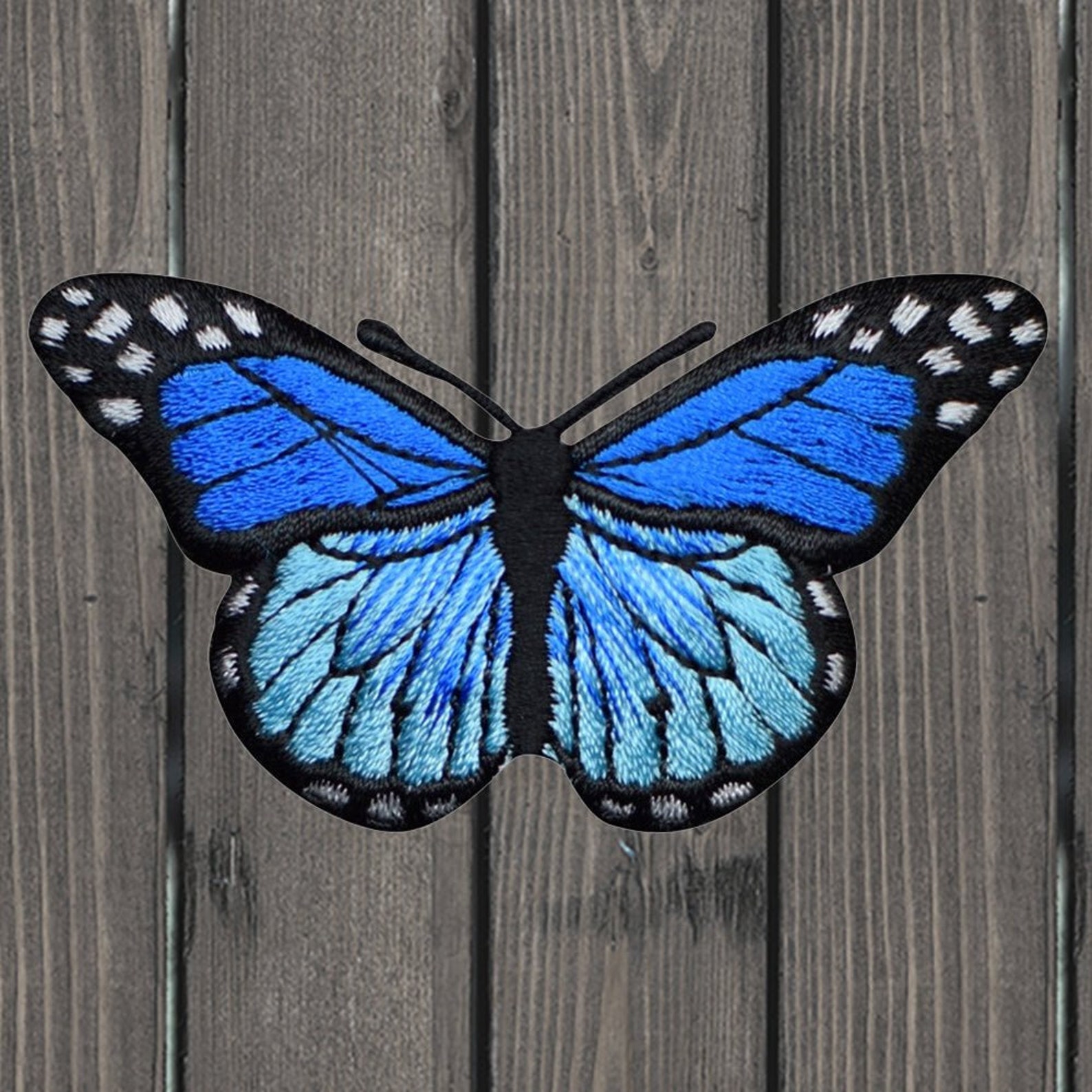 Blue Butterfly Patch, Embroidered Iron On, Insect Applique, Nature ...