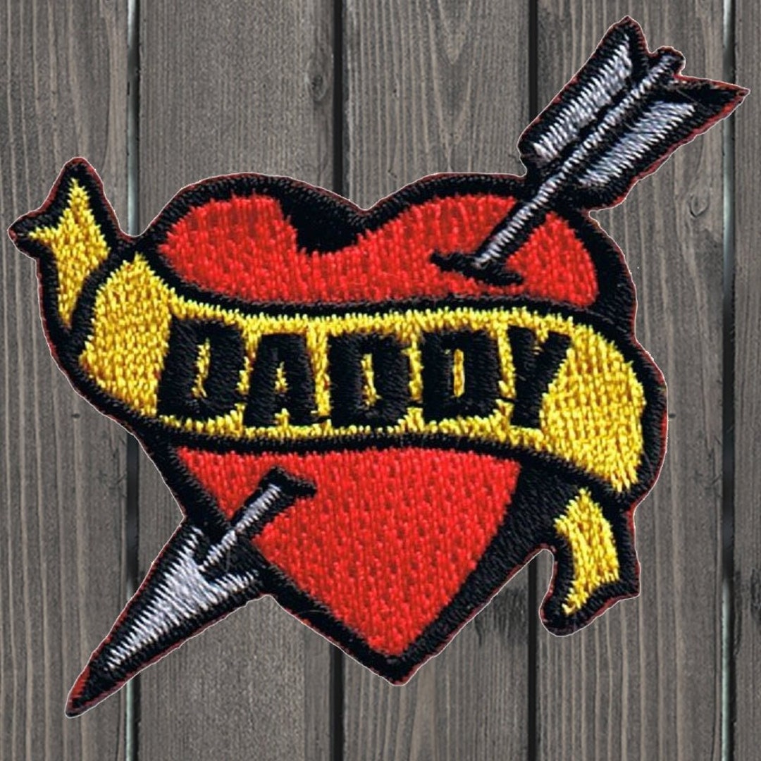 Daddy Tattoo Patch, Iron On, I Love Dad Badge, Heart With Arrow Patch ...