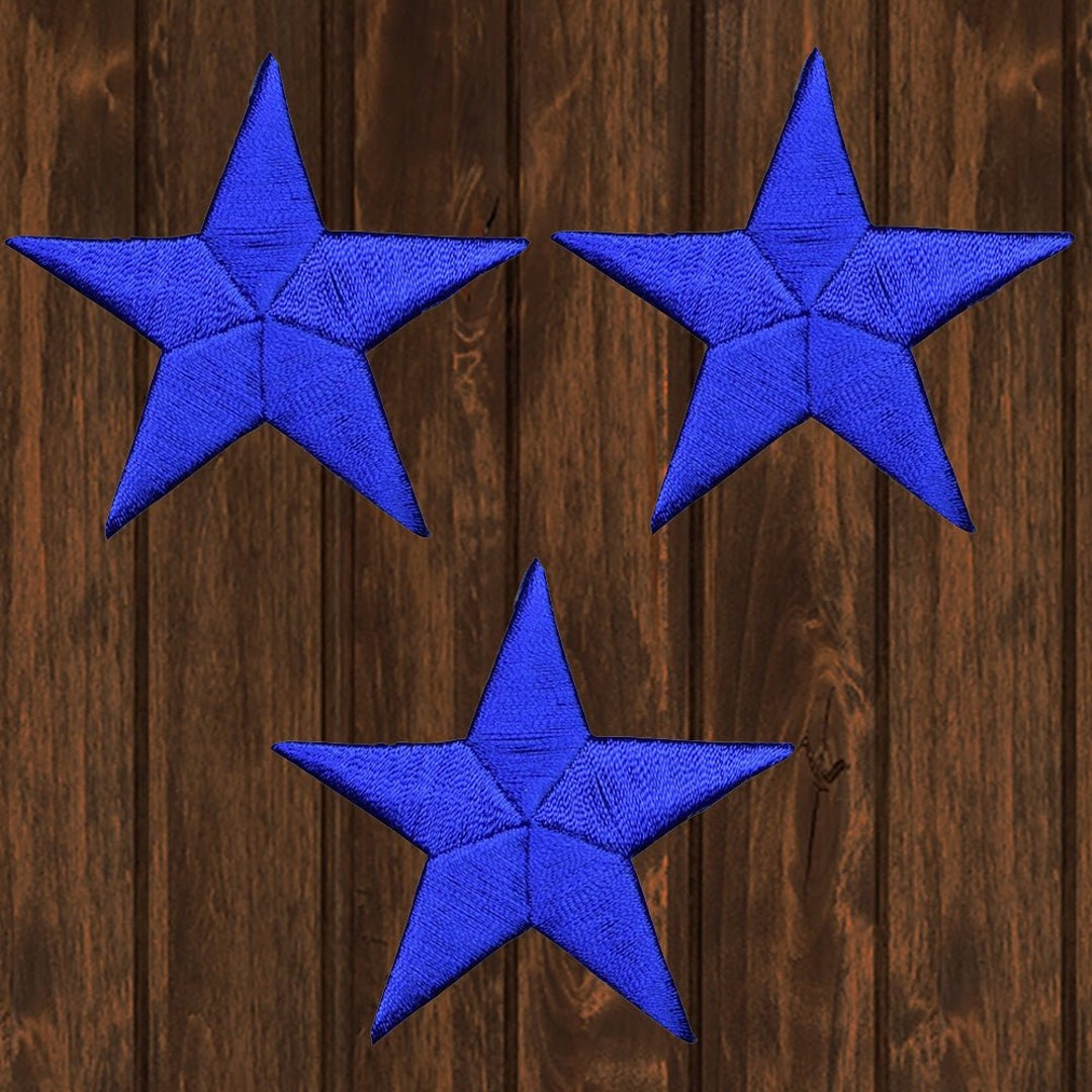 Royal Blue Star Embroidered Patch 3 Pack Iron on Applique Badge Martial ...