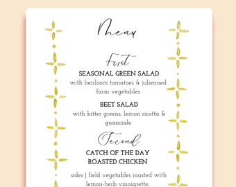 5x7 Menu Template Pottery Border - Etsy