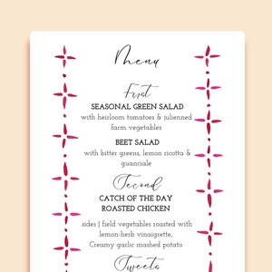 5x7 Menu Template | Pottery Border - Etsy