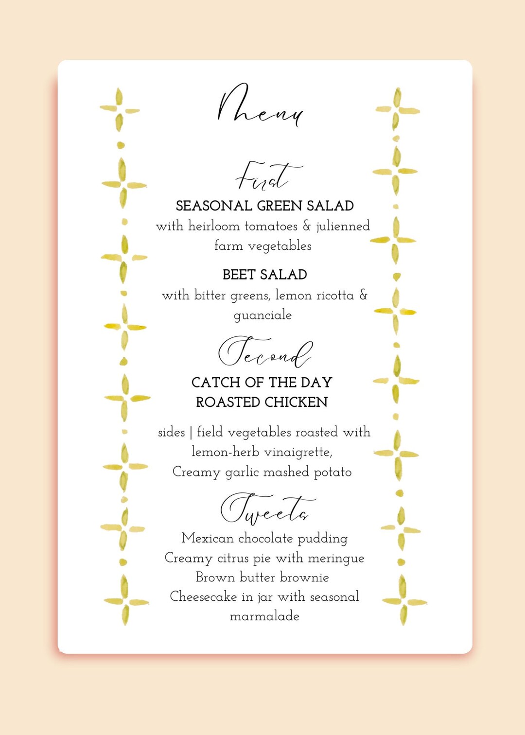 4x6 in Menu Template | Pottery Border - Etsy