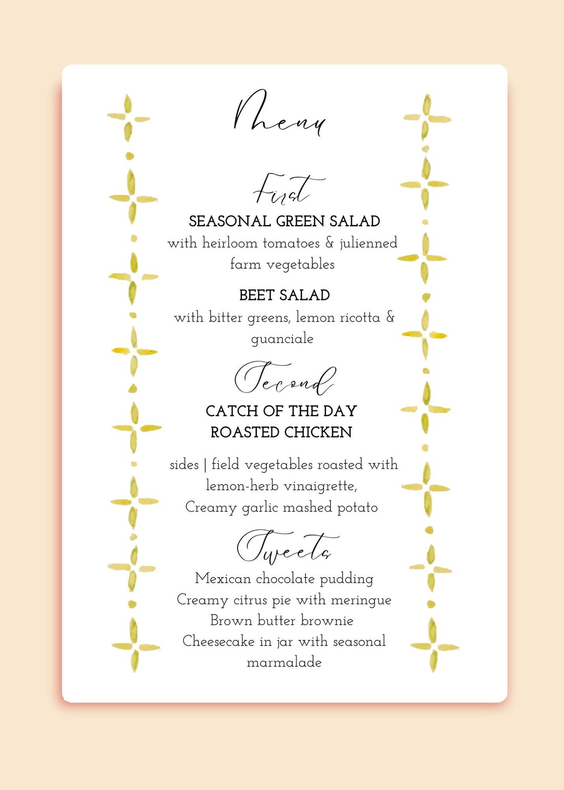 4x6 in Menu Template | Pottery Border - Etsy
