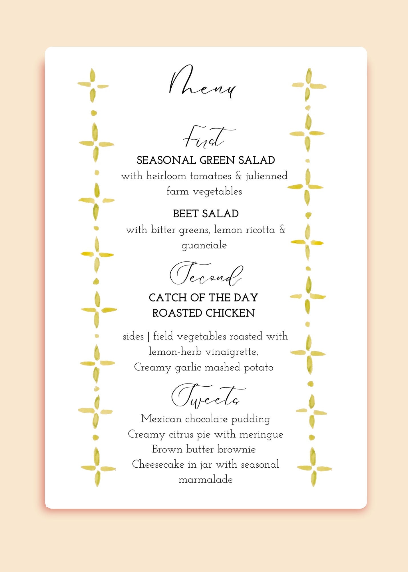 4x6 in Menu Template | Pottery Border - Etsy