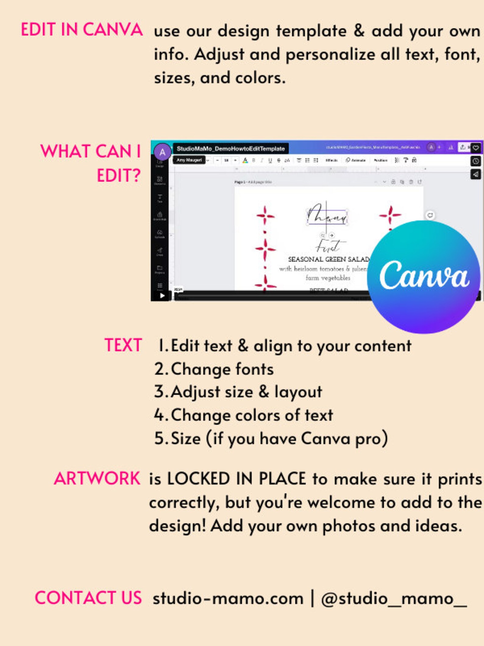 4x6 in Menu Template | Pottery Border - Etsy