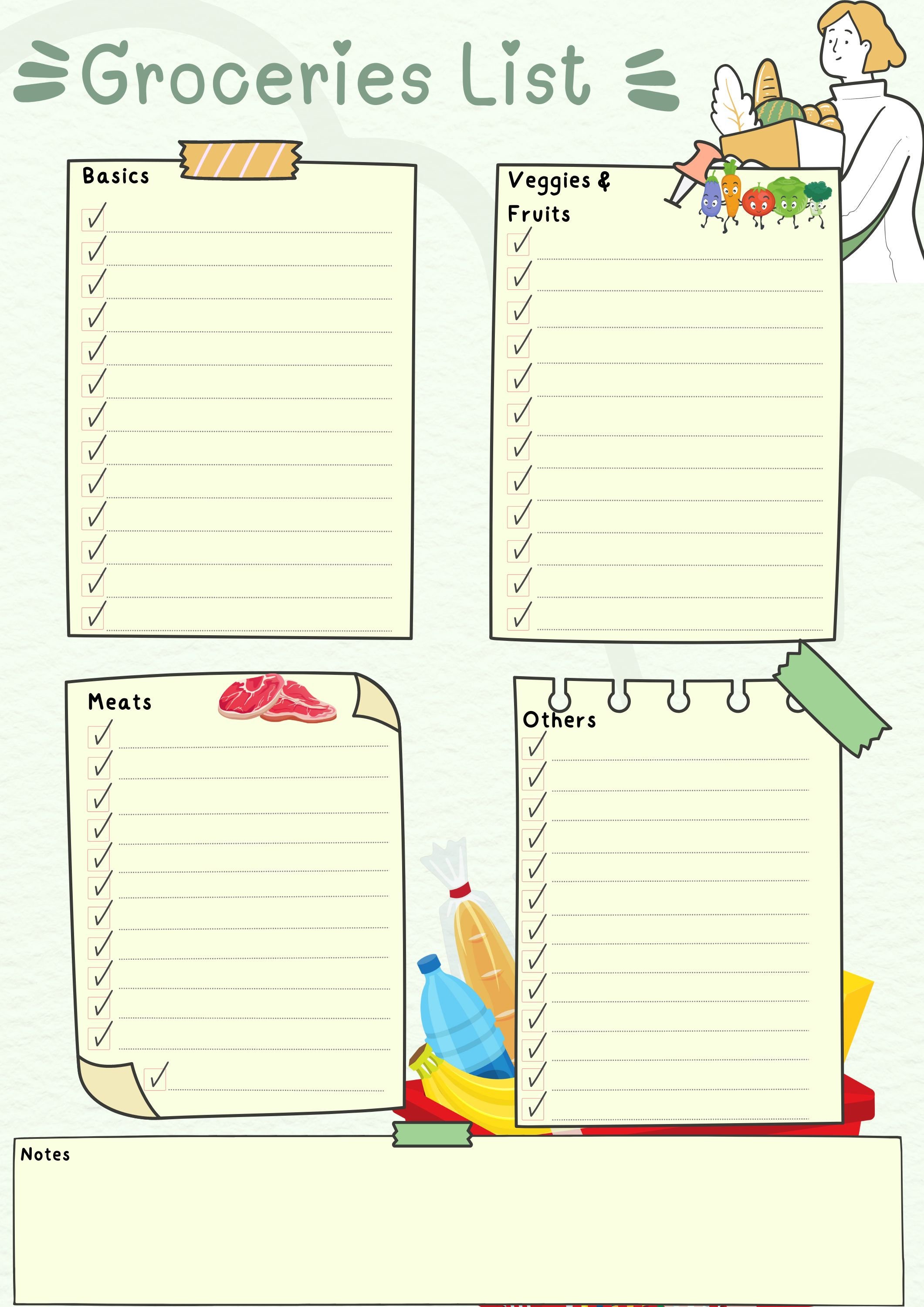 Digital Grocery List Templates for Goodnotes/canva A4 - Grocery Planner ...