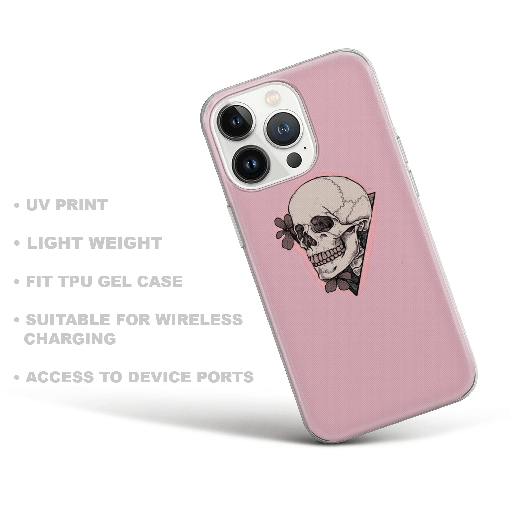 Pink Skeleton Phone Case Skull Cover Fit for iPhone 15 14 13 12 11 Pro ...