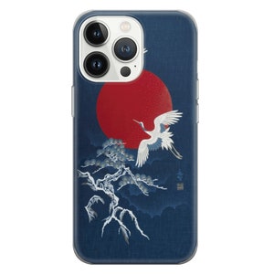 Japanese Phone Case Red Blood Moon Cover Fit for iPhone 17 16 15 14 Pro ...
