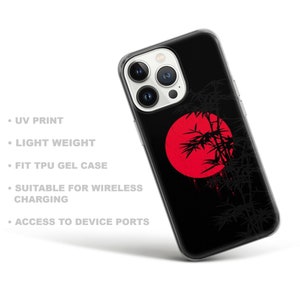 Japanese Phone Case Red Blood Moon Cover Fit for iPhone 17 16 15 14 Pro ...