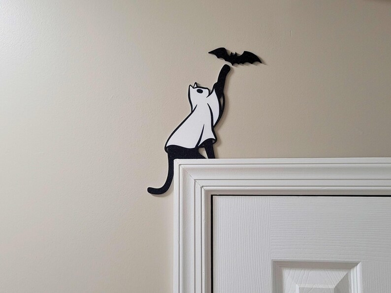 Ghost Cat Door Topper: Halloween PLA Door Corner Sign - Etsy