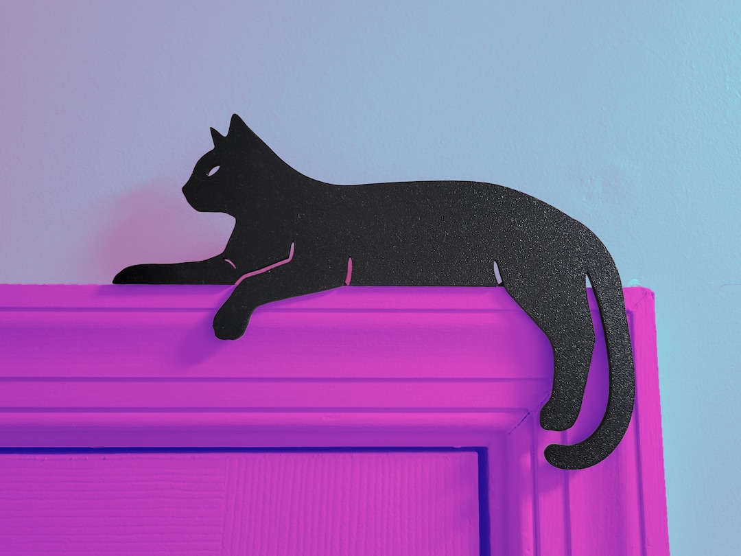 Cat Door Topper Corner, Door Frame Sign, Shelf Sitter, Black Cat ...