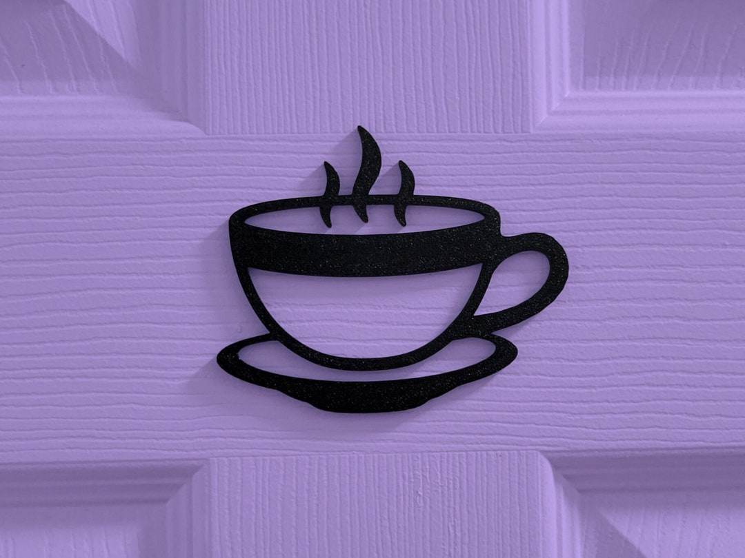 3D Printed Coffee Cup Sign: Black PLA Decor - Etsy