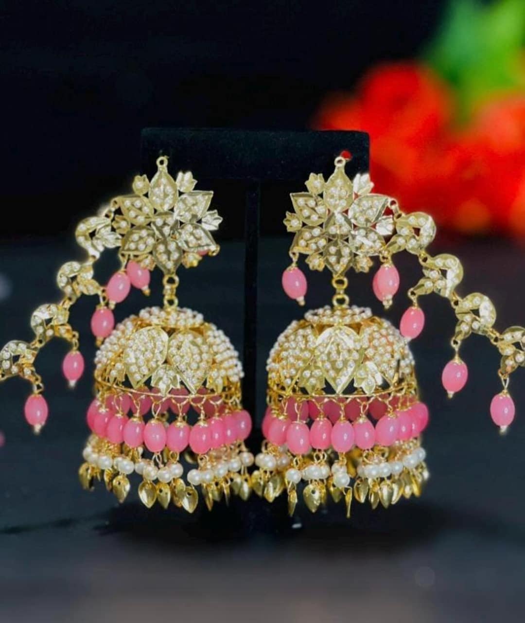 Antique Indian Traditional Jewellery. Earrings With Latkan and Tikka ...