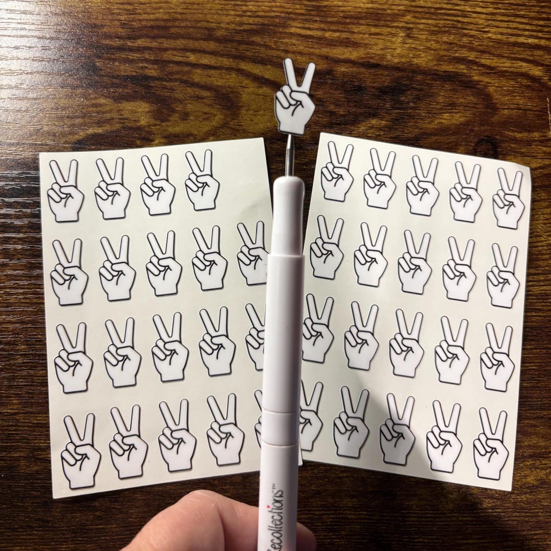 Mini Peace Sign Stickers, Tiny Vinyl Peace Hand, Cute Aesthetic Planner ...