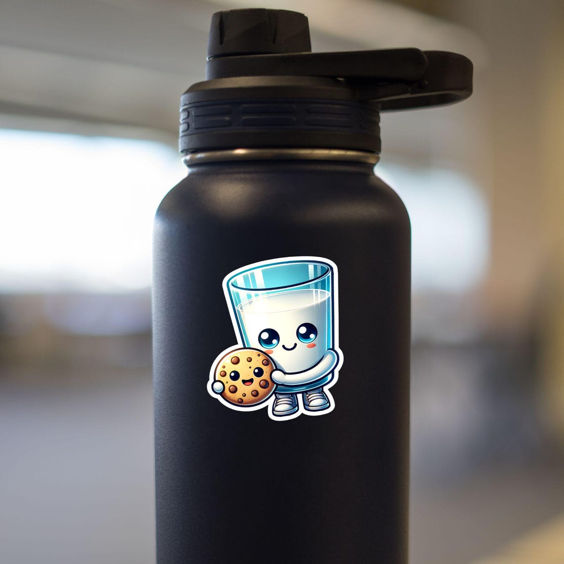 Cute Milk & Cookie Sticker - Happy Cartoon Vinyl, Water-resistant, Die ...