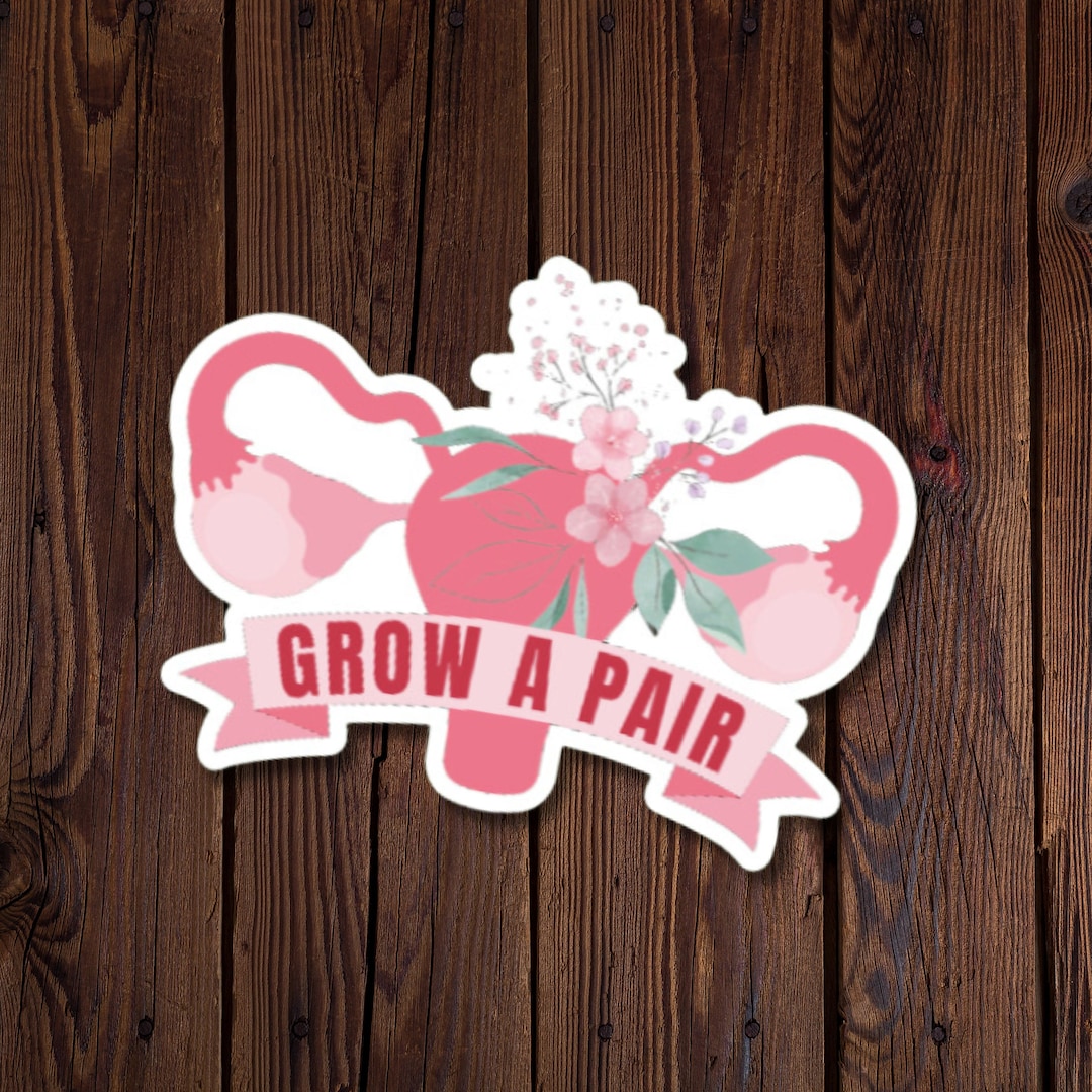 Grow a Pair Ovaries Sticker, Pink Tones With Flowers, Water-resistant Vinyl, Empowering Feminist ...