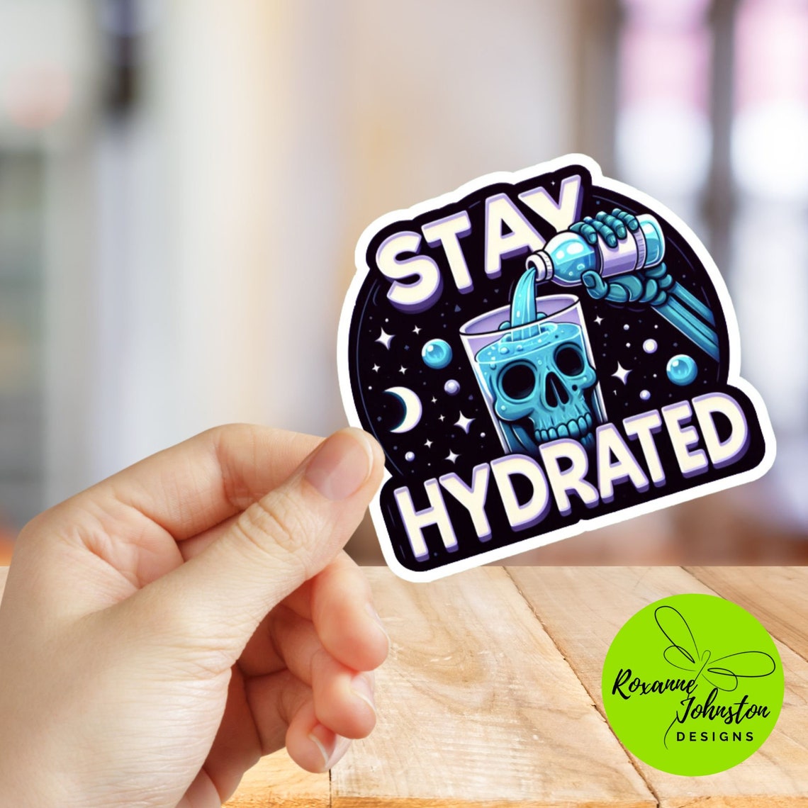Water Bottle Sticker, Stay Hydrated Reminder With Skull, Reminder to ...