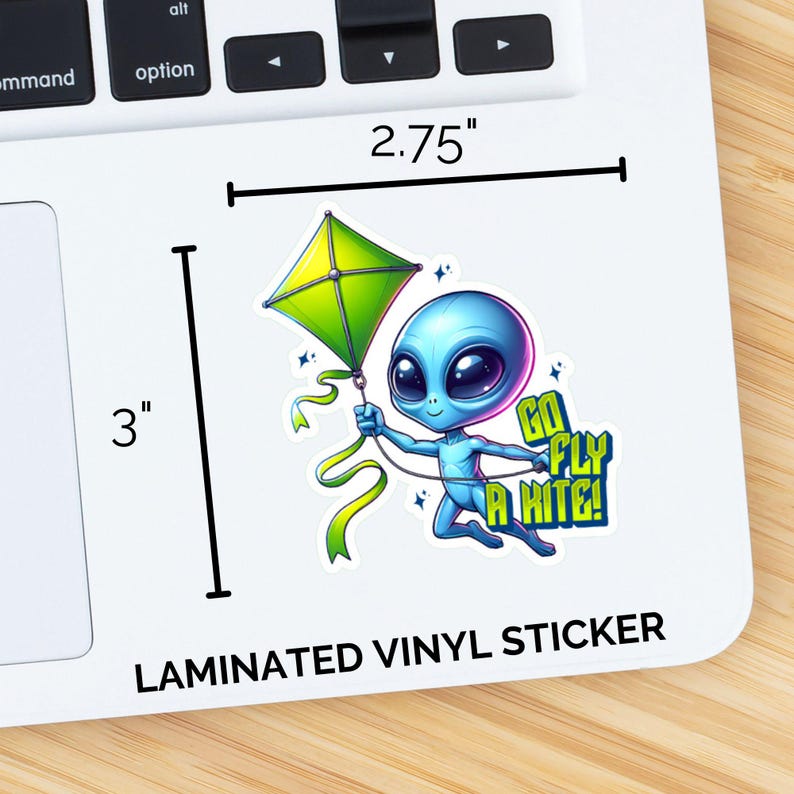 Alien Flying Kite Sticker, "go Fly A Kite", Out of This World, Vinyl ...